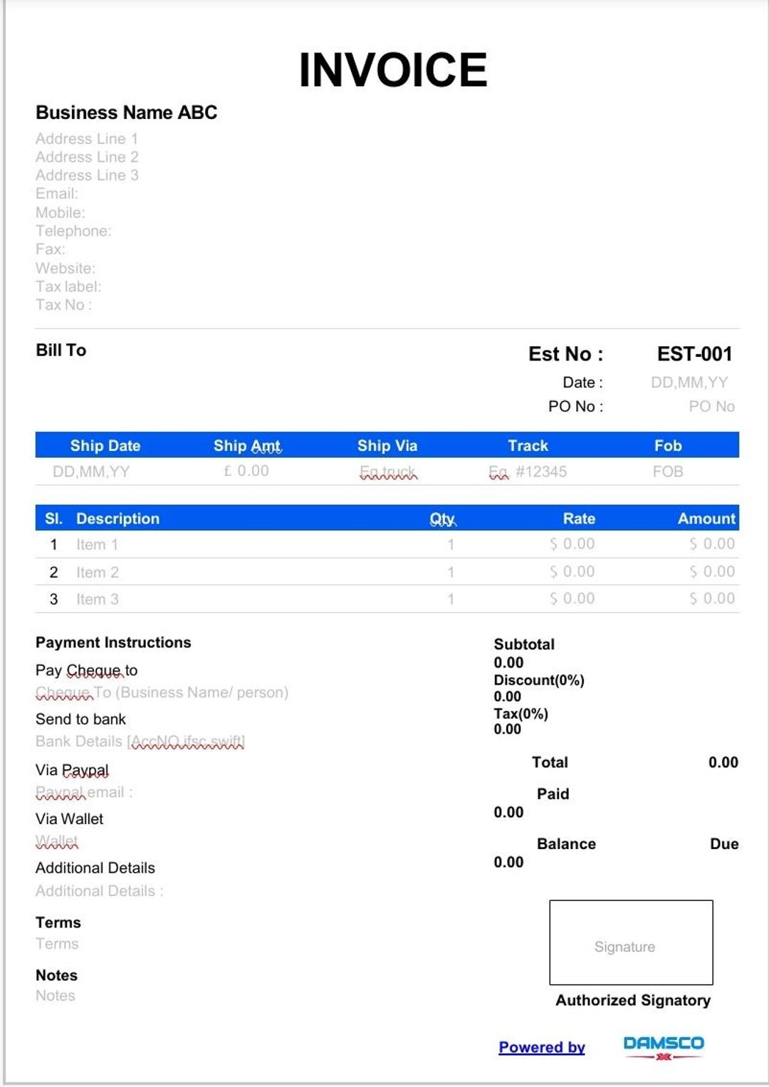 Invoice Template Word | Simple Invoice | Editable & Printable | Digital ...