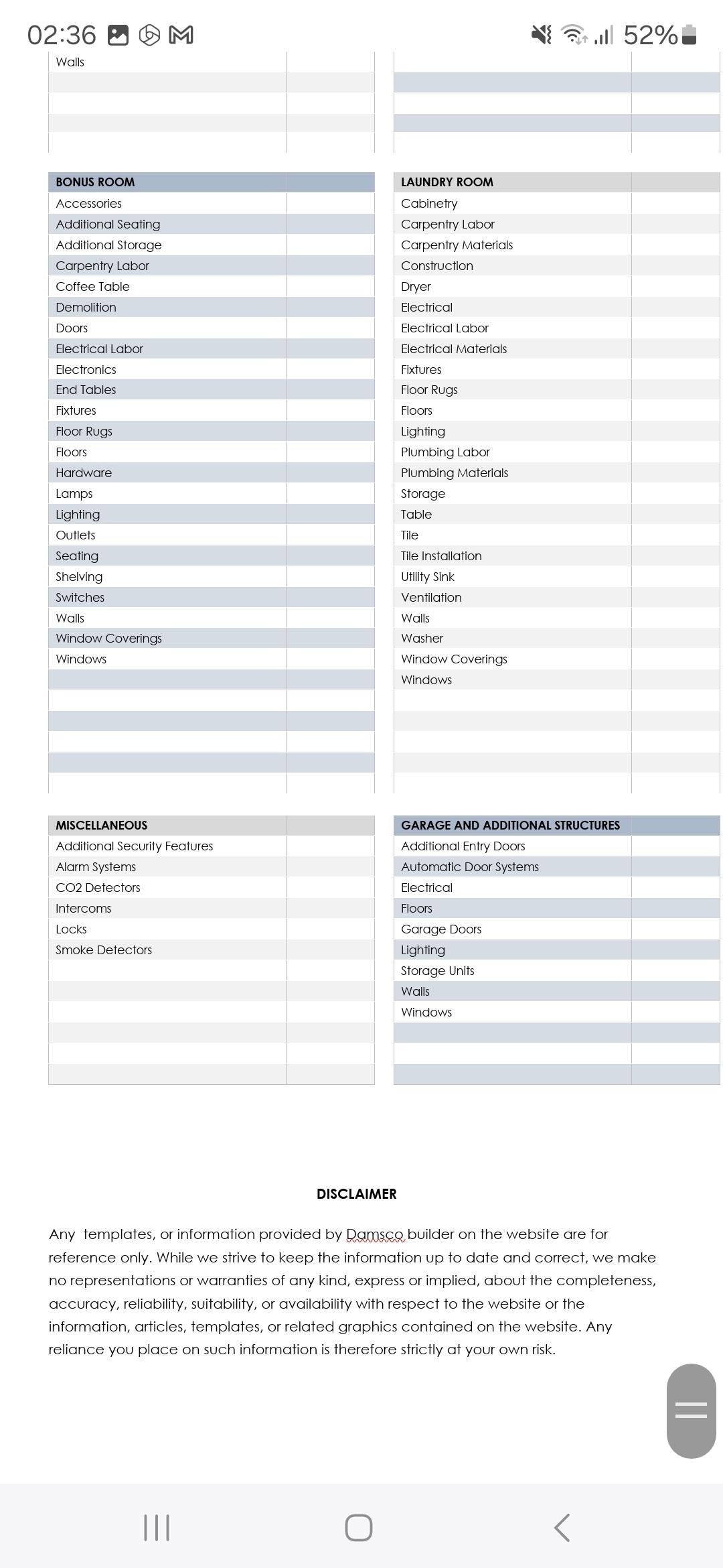 Estimate, Property Checklist,budget Checklist Quote, Property ...