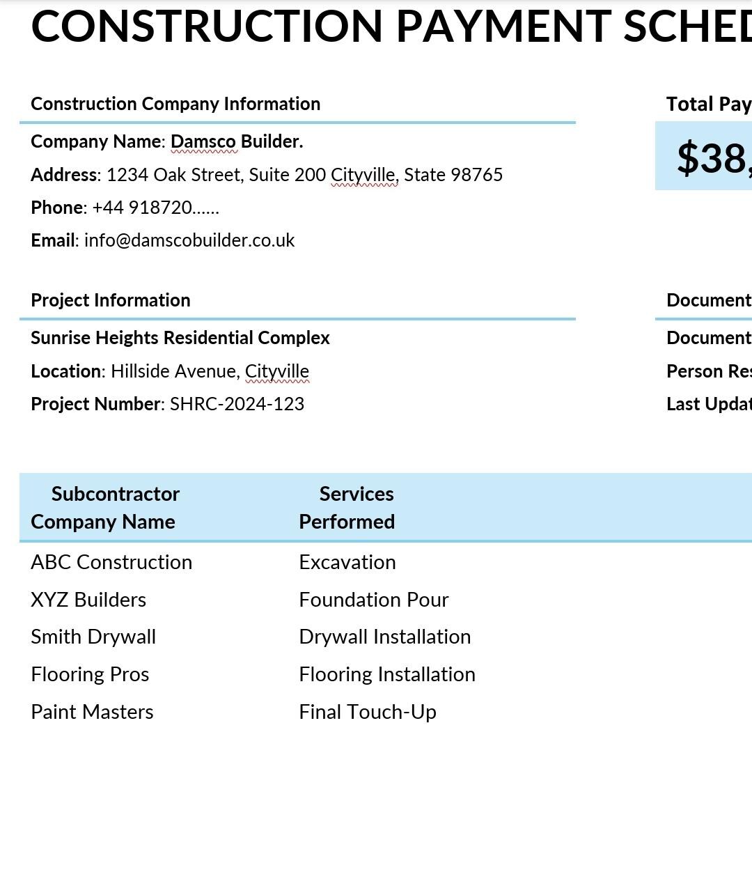 Editable Payment Schedule Template | Client Invoice Tracker (pdf/word ...