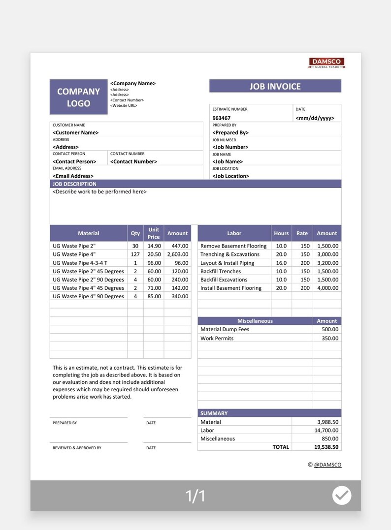 Editable Invoice Template | Small Business, Freelancer (canva / PDF ...