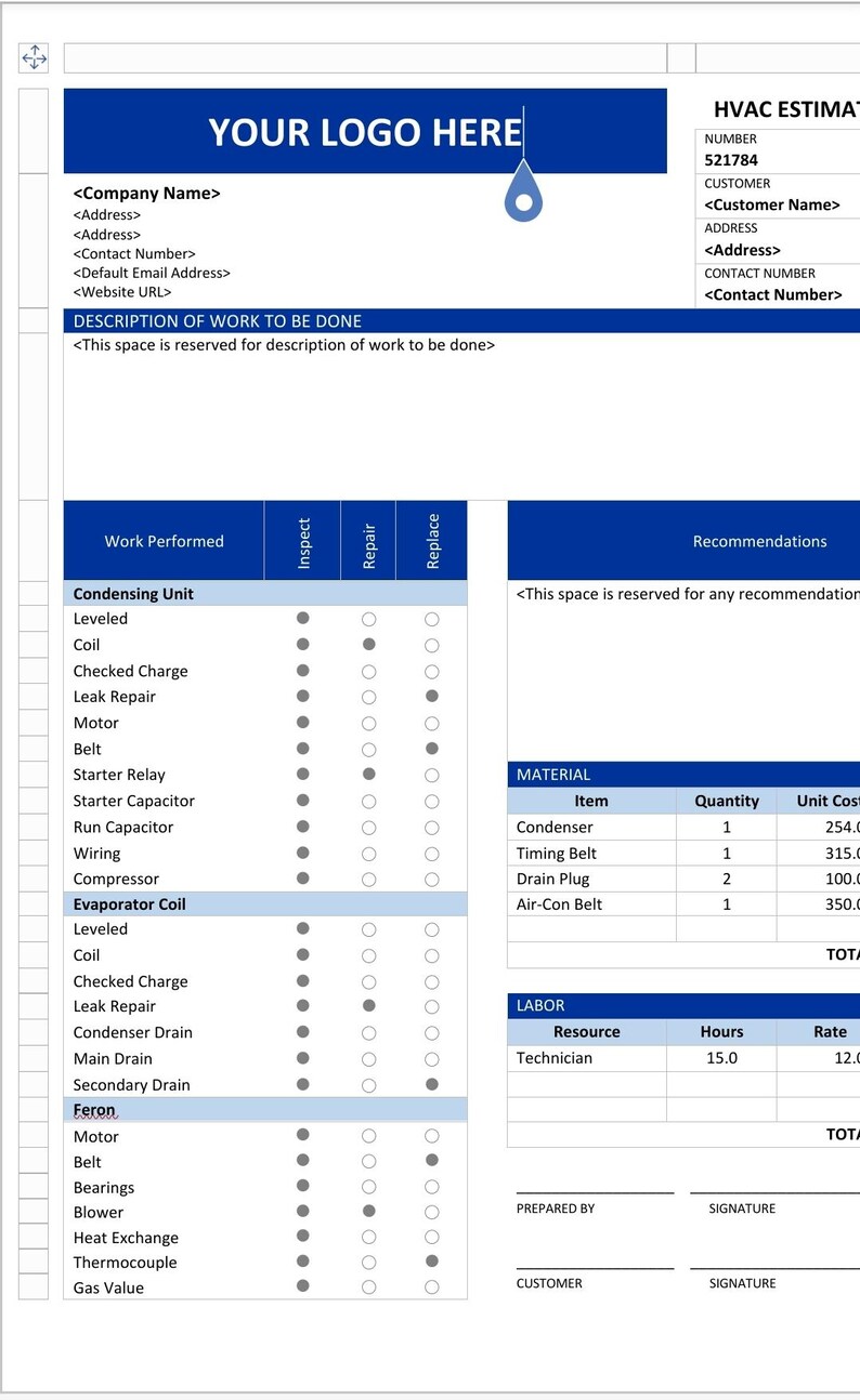 Auto Mechanic Invoice Template | Editable Small Business Form ...
