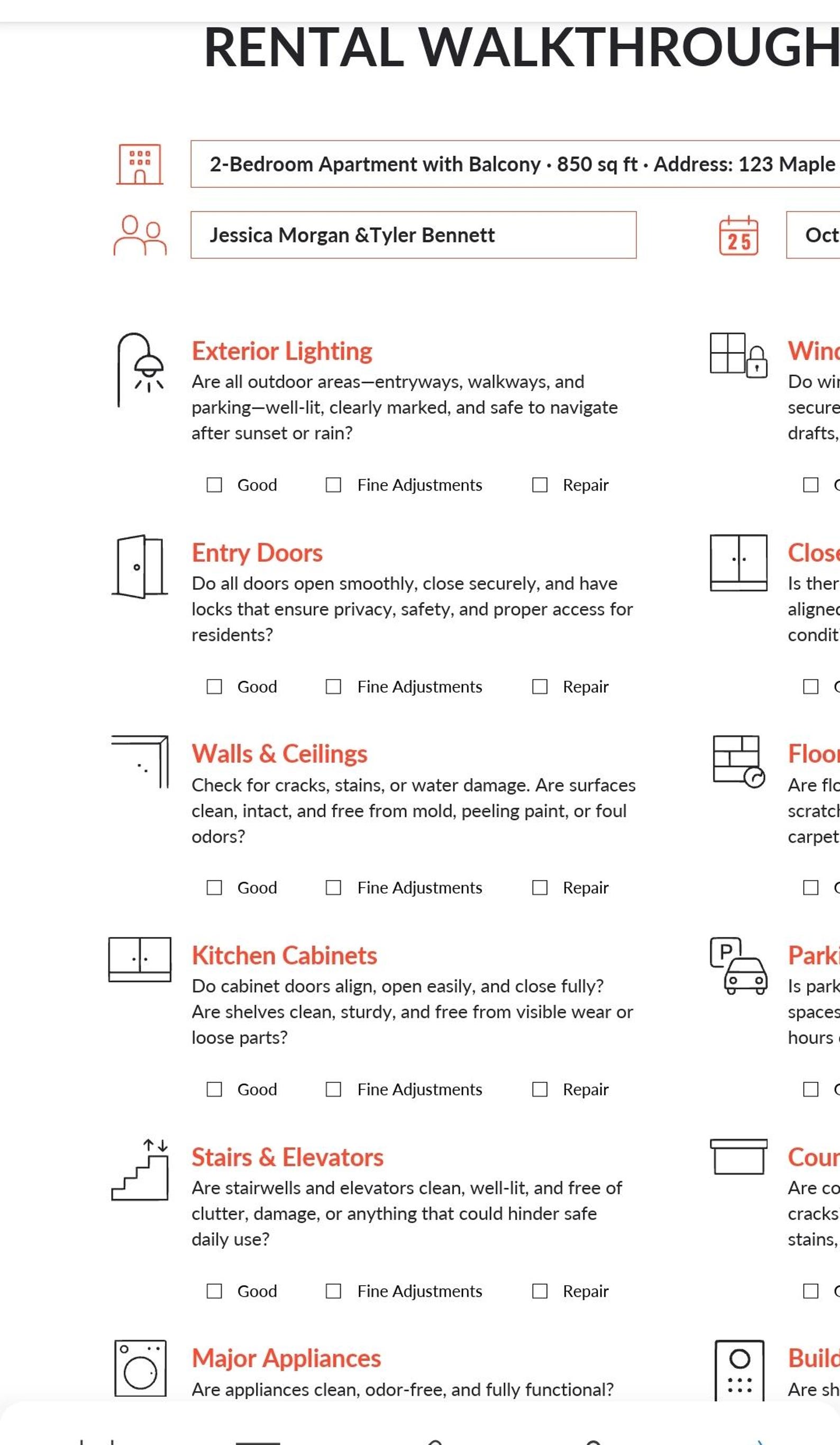Rental Property Walk Through Checklist – Editable Move-in / Move-out ...