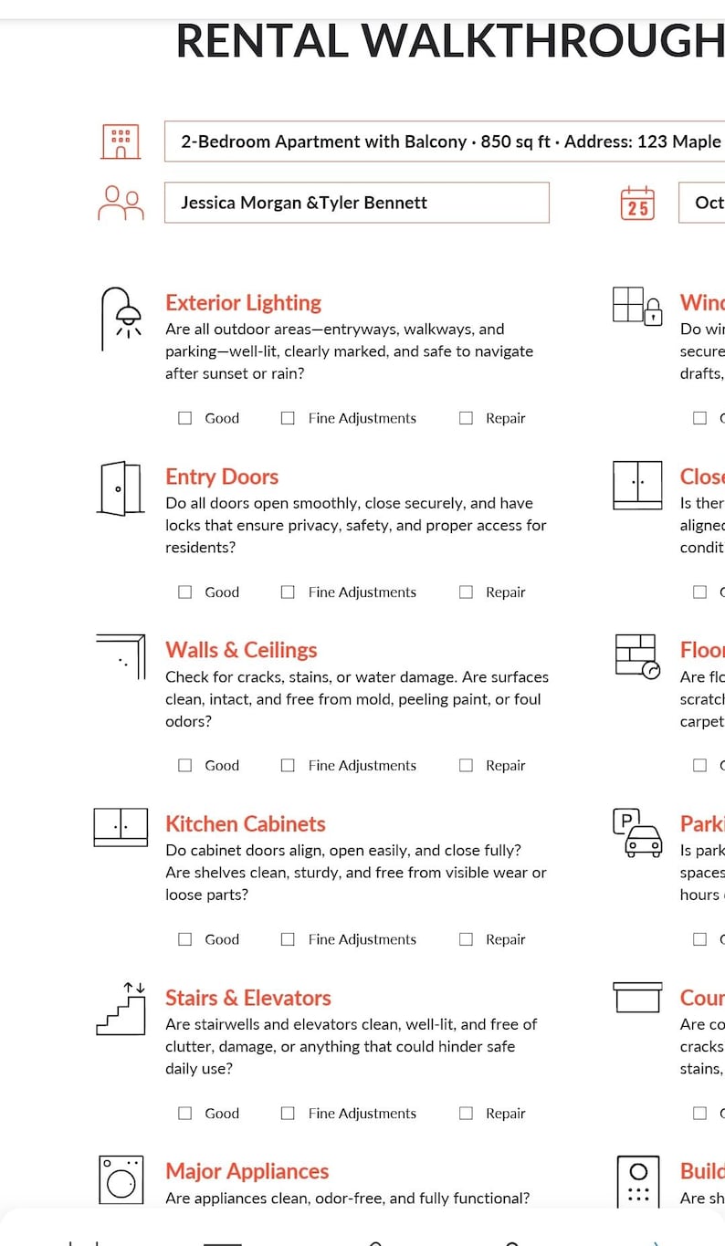 Rental Property Walk Through Checklist – Editable Move-in / Move-out ...