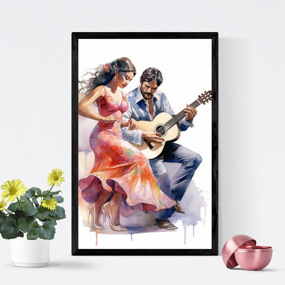 Digital Watercolor Art of Flamenco Dancers Set of 12 PNG and JPG Files ...