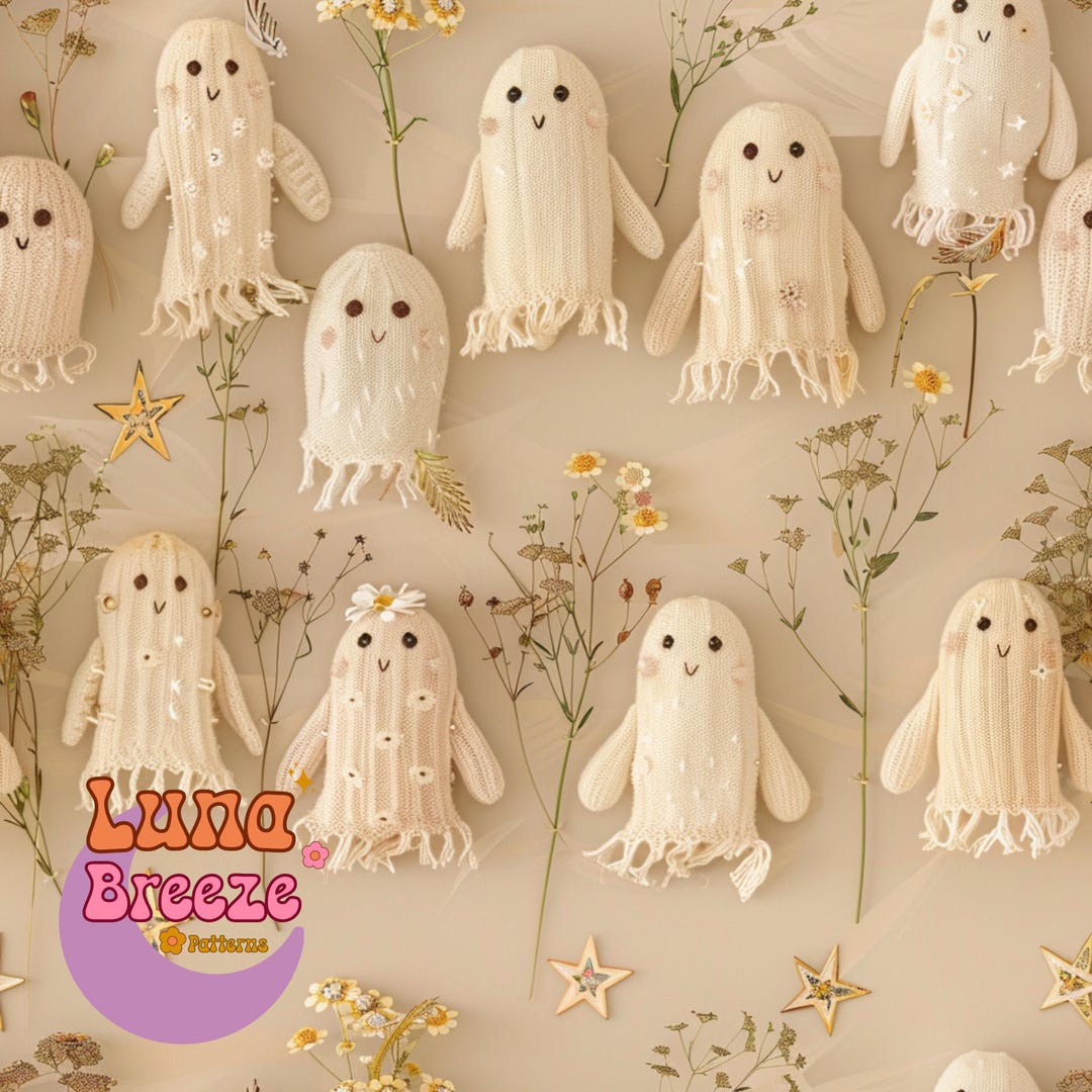 Boho Floral Embroidered Ghost Seamless Repeating Pattern - Etsy