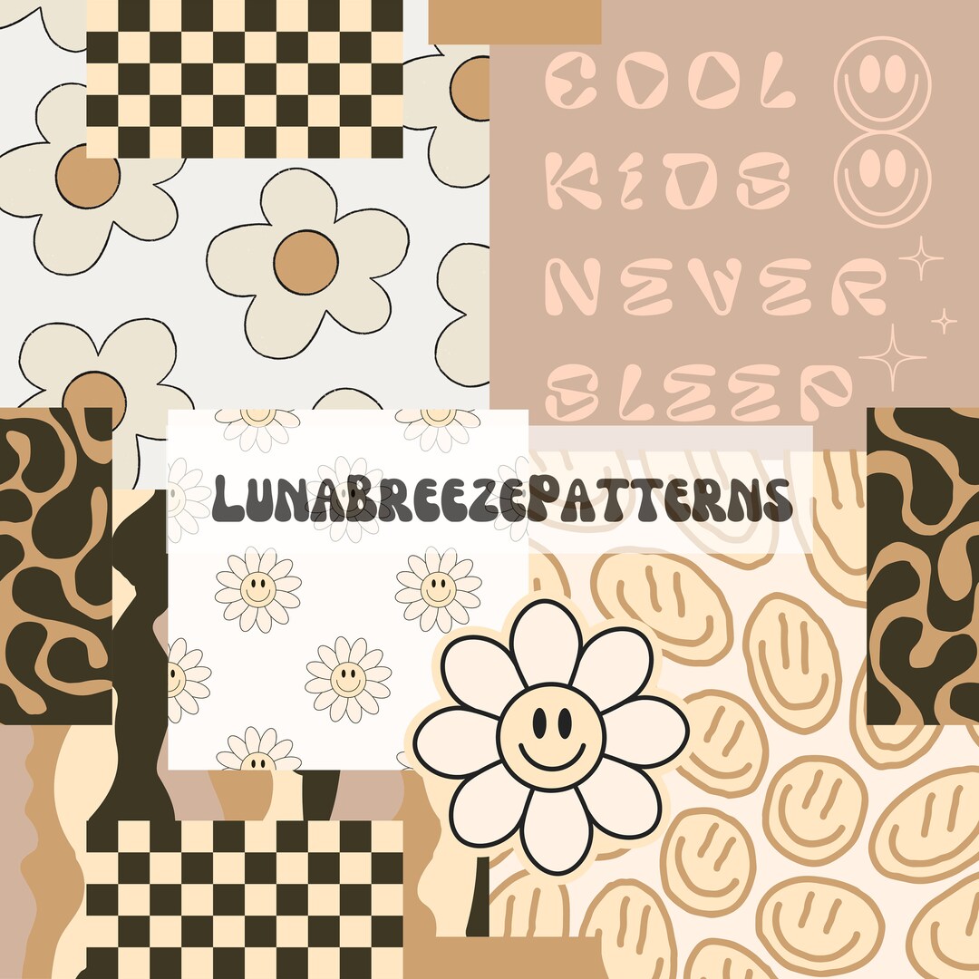 Neutrals Retro Patchwork Seamless Repeating Pattern - Etsy
