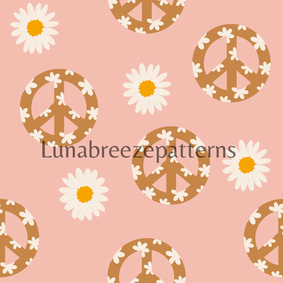 Pink Groovy Peace Signs Seamless File - Etsy