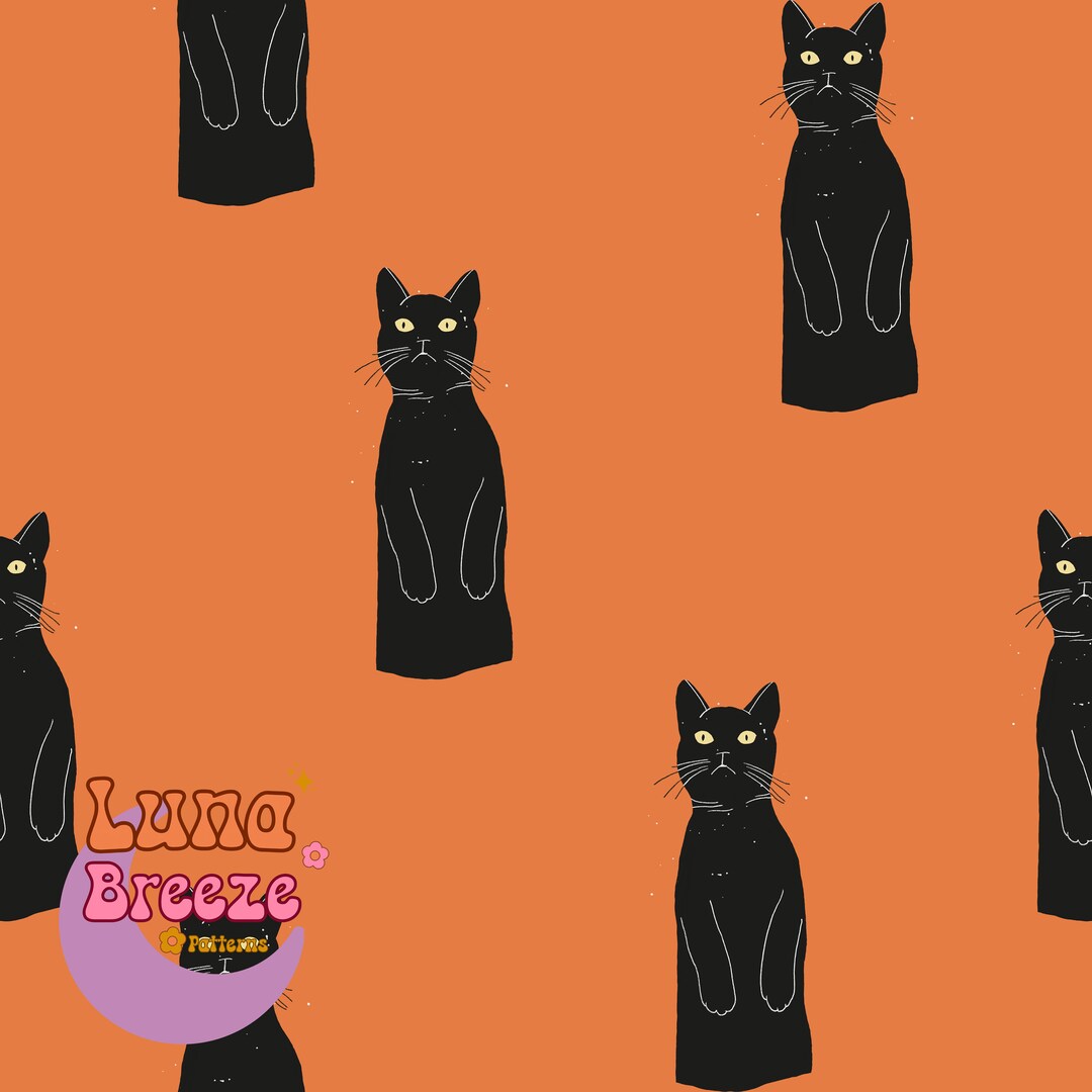 Rust / Black Cats Seamless Repeating Pattern - Etsy
