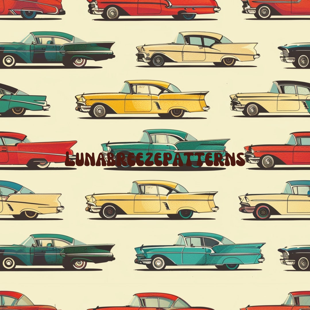 Vintage Cars Seamless Repeating Pattern - Etsy