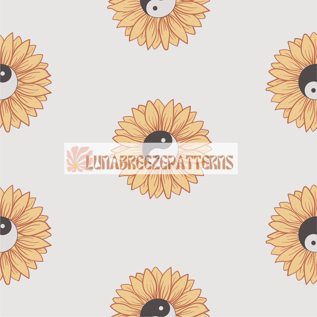 Yin Yang Sunflower Seamless Repeat Pattern - Etsy