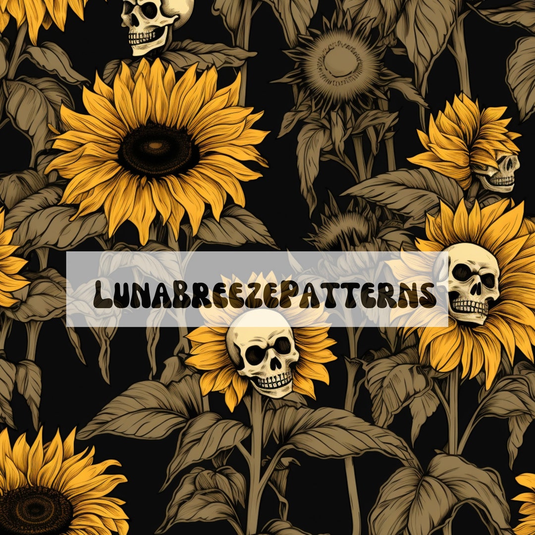 Sunflower Skeleton Seamless Repeating Pattern - Etsy