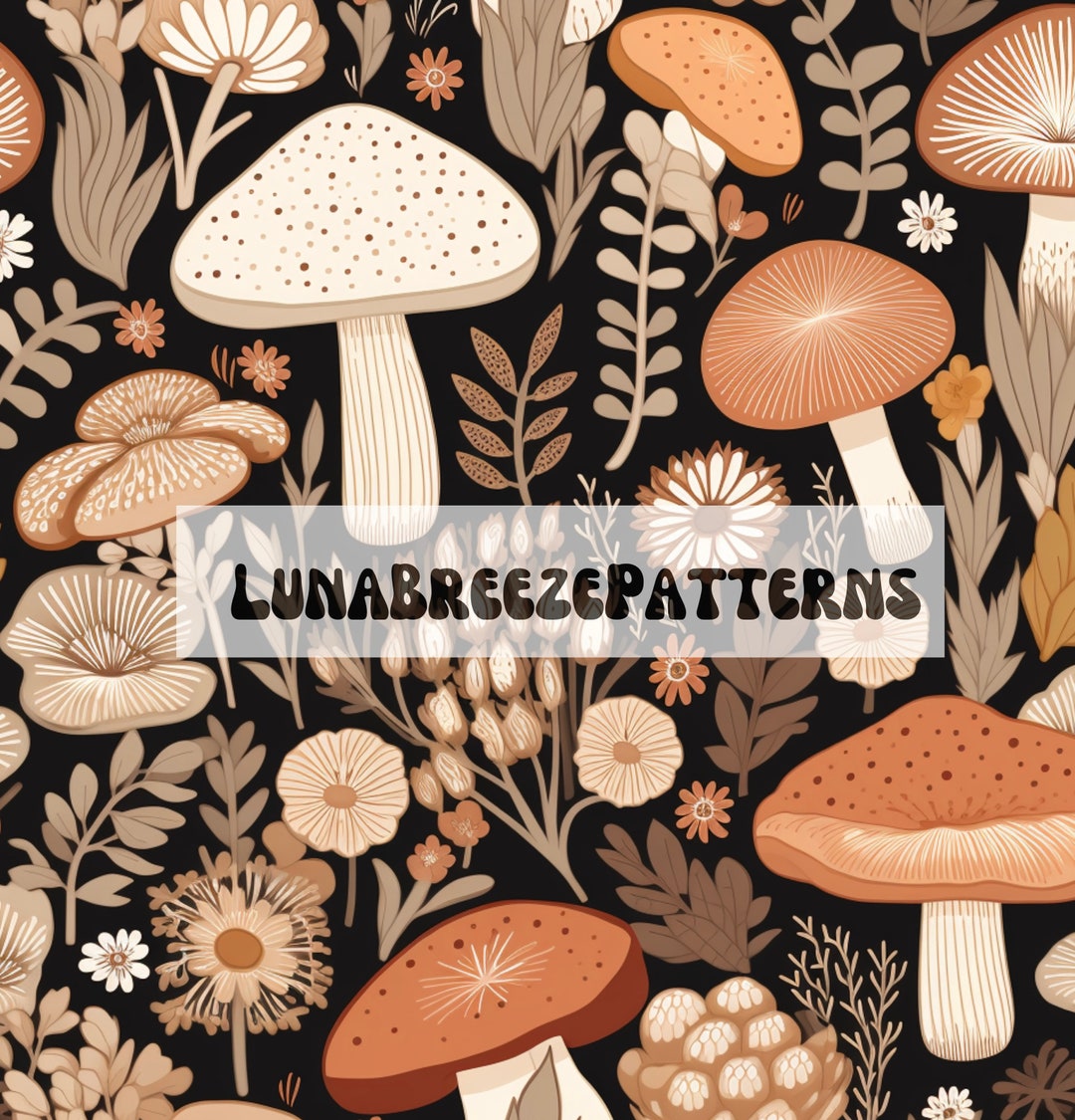 Vintage Mushroom Seamless Repeating Pattern - Etsy