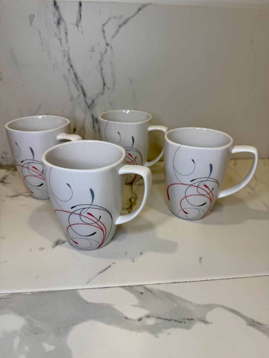 Set of 4 Vintage 12 Oz. Porcelain Corelle Coordinates Squared Mugs in ...