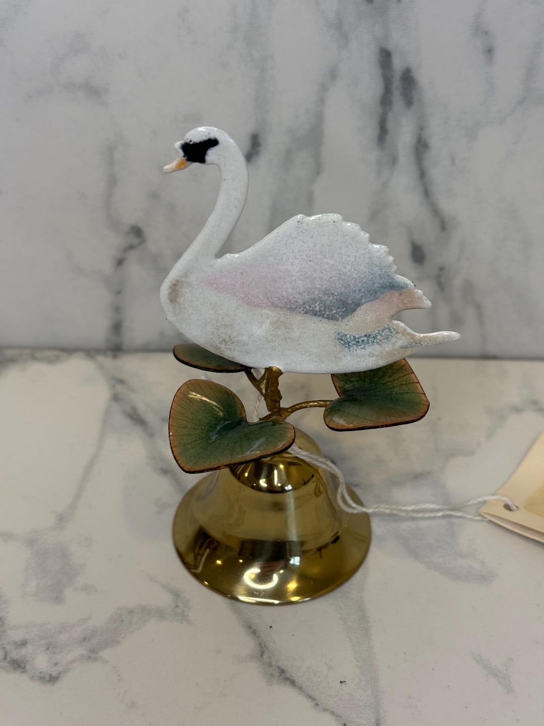 BEAUTIFUL Vintage Bovano of Cheshire Enamel on Copper Swan Bell With ...