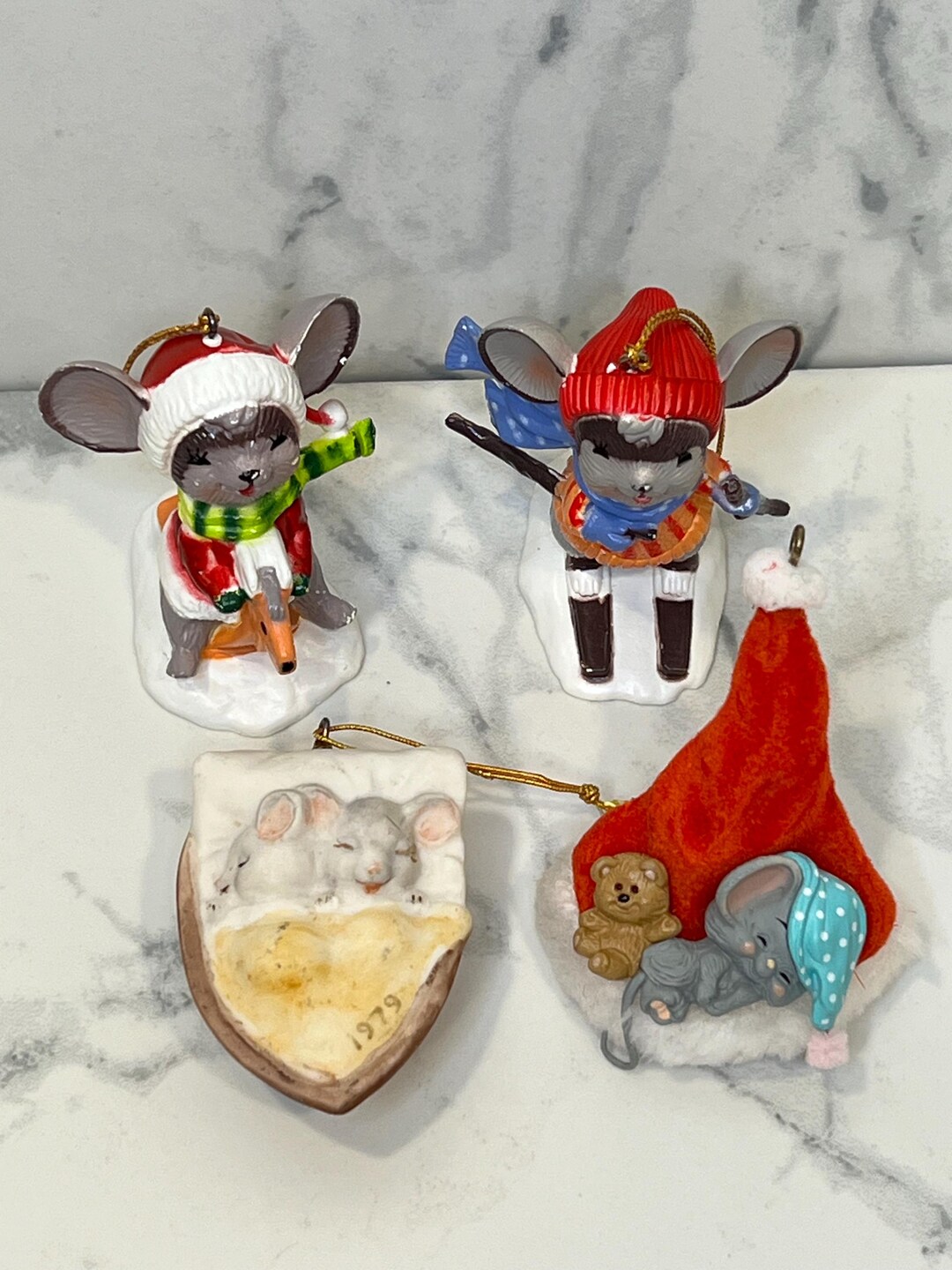 Very Sweet Lot of 4 Vintage Mice Christmas Ornaments - Etsy