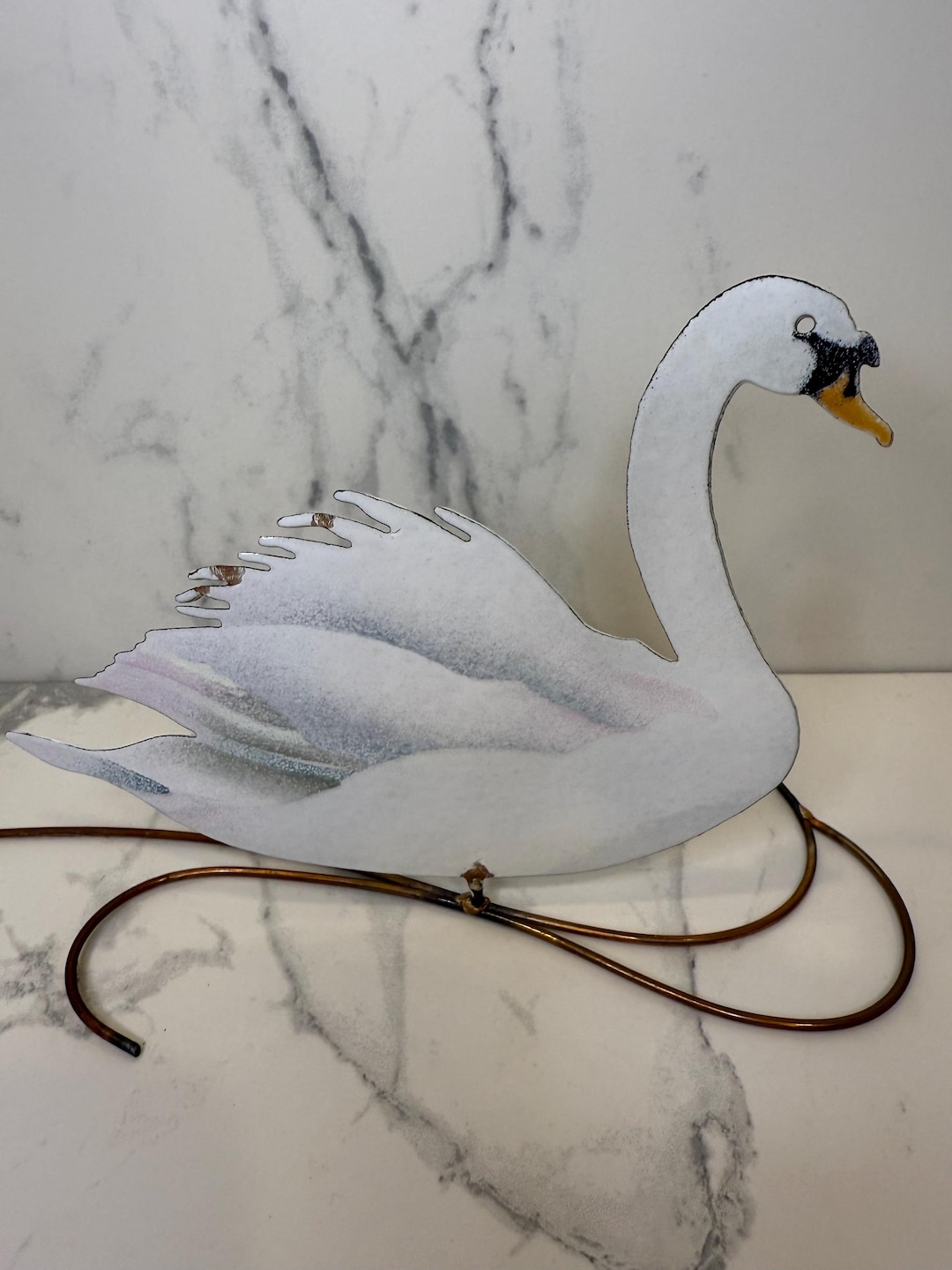 BEAUTIFUL Vintage Bovano of Cheshire Enamel on Copper Swan Sculpture on ...