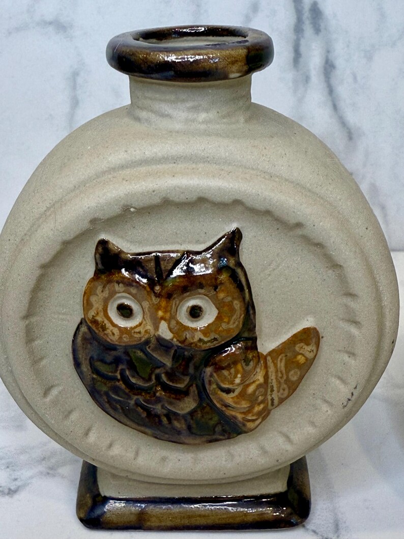 Vintage Takahashi Owl Pottery Set: Bud Vase & Votive Holder - Etsy