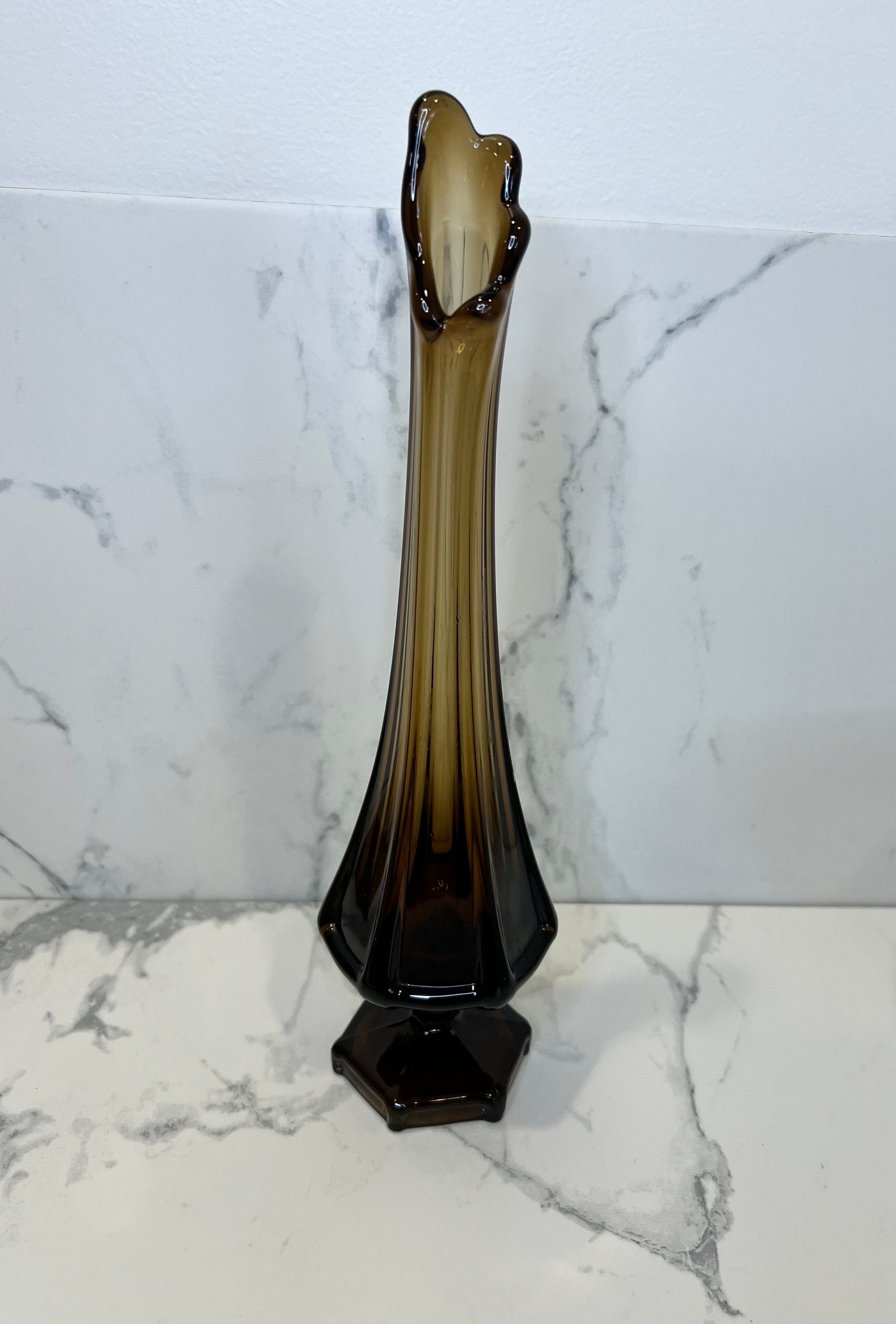 Incredible Vintage Viking Glass Epic Swung Vase #7309 in Dark Amber ...