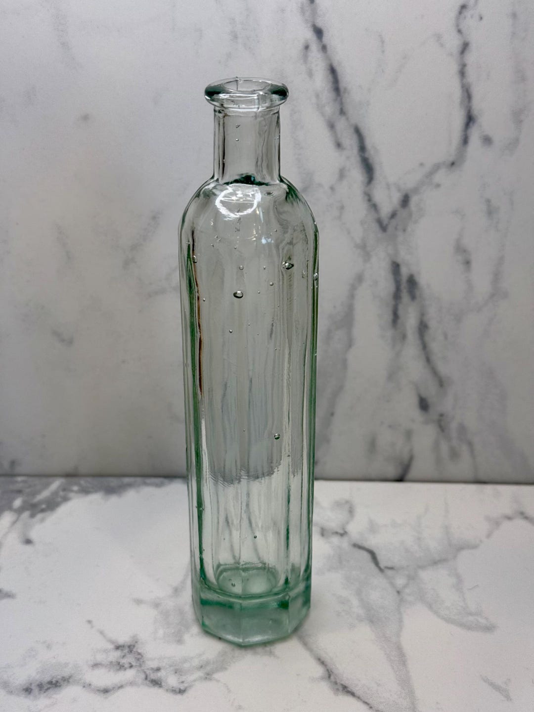 Vintage Octagon Shaped Glass Bottle With Features of Uneven Glass Base ...