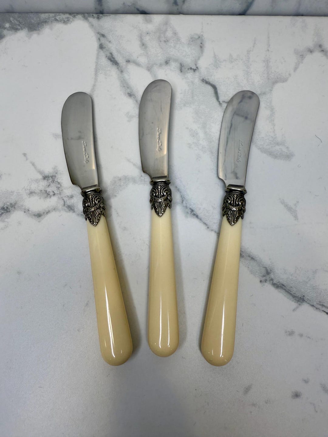 Set of 3 Vintage Inox Italy 18/10 Stainless Steel Faux Ivory Handle ...