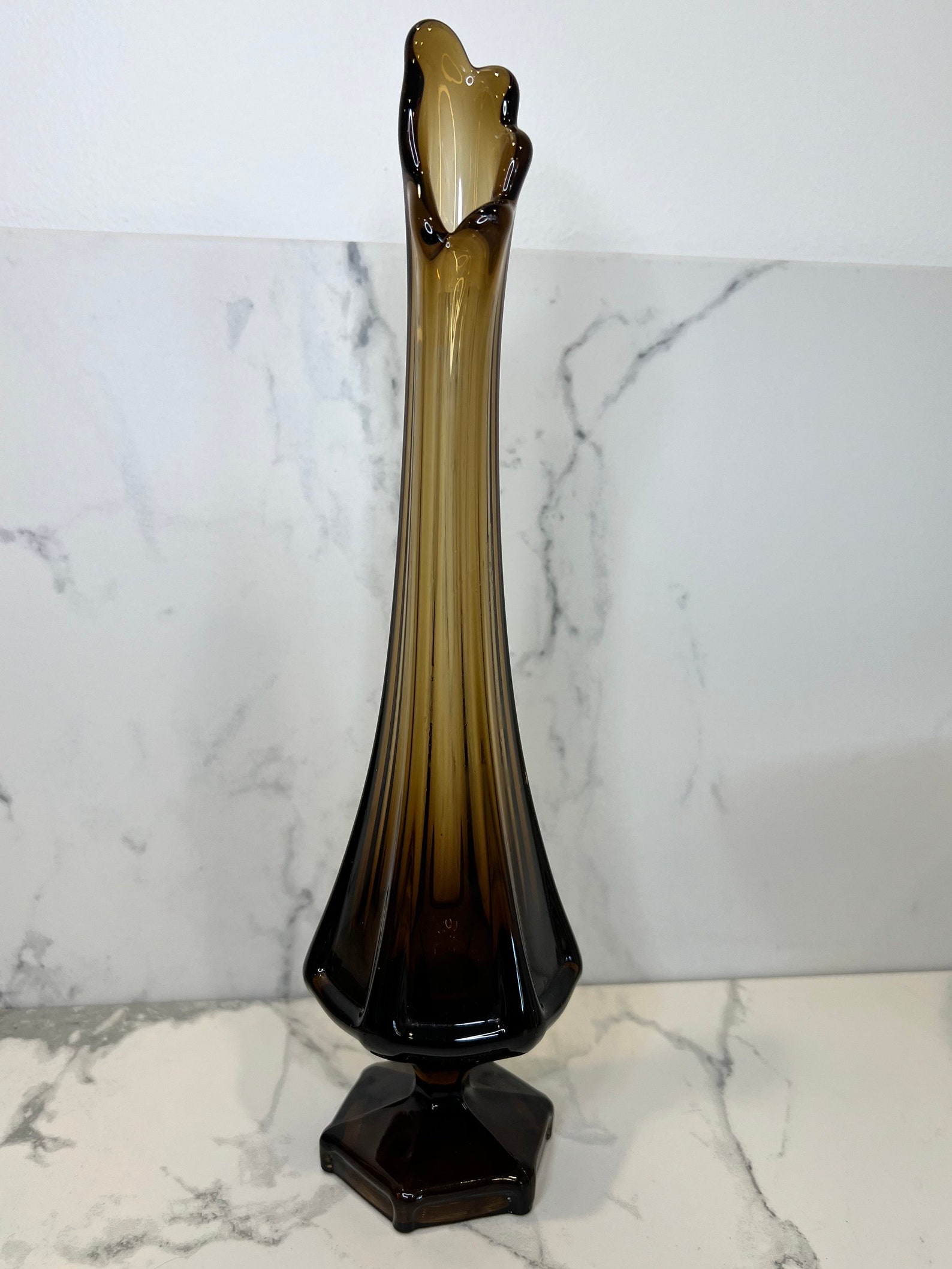 Incredible Vintage Viking Glass Epic Swung Vase #7309 in Dark Amber ...