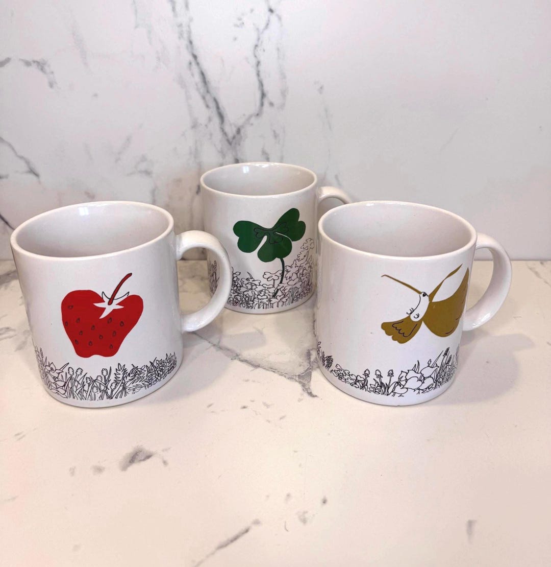 Vintage Himark HEI Mugs (set of 3): Doodle Designs, Japan - Etsy