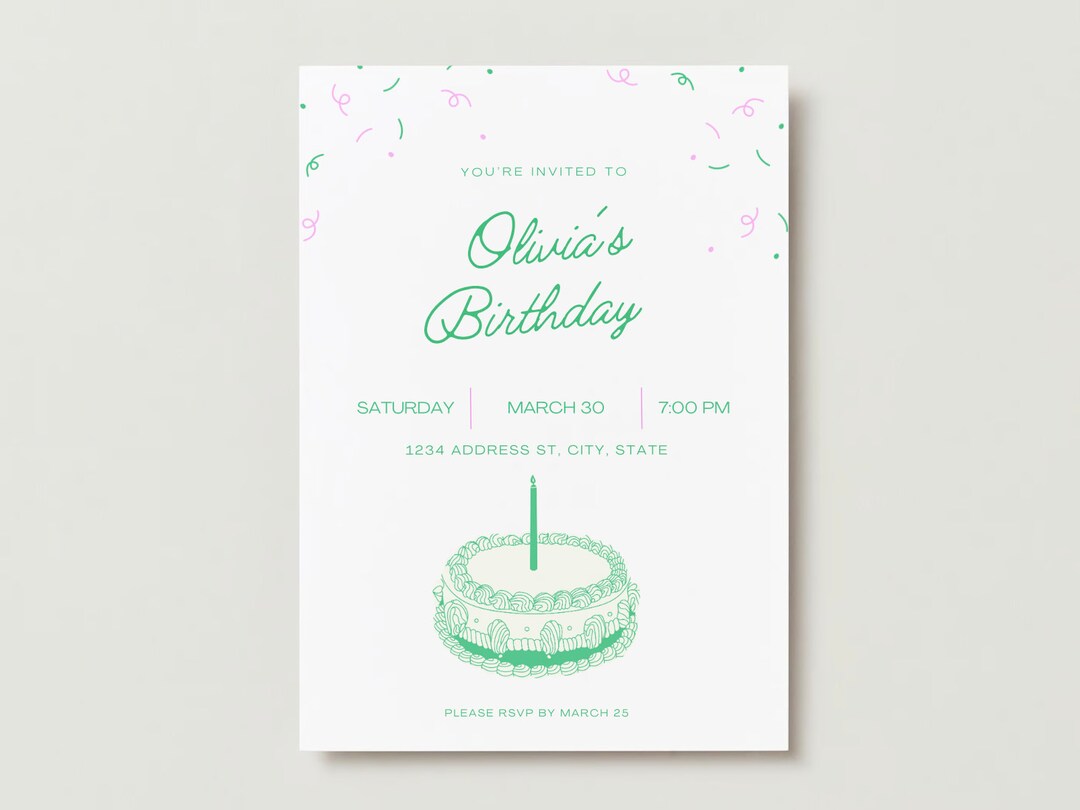 BIRTHDAY CAKE INVITE | Lovely, Cute, & Colorful Birthday Invitation ...