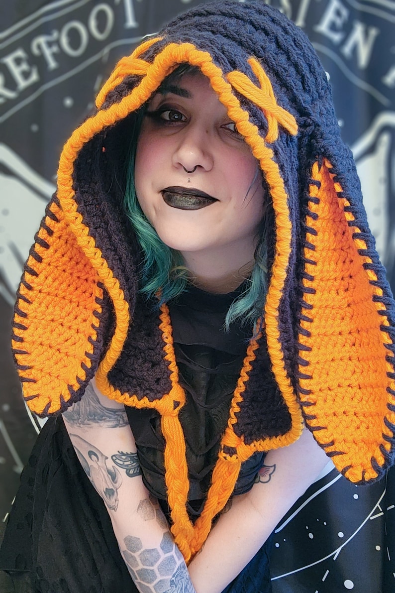 Oversized Floppy Ear Crochet Hood - Orange - Etsy