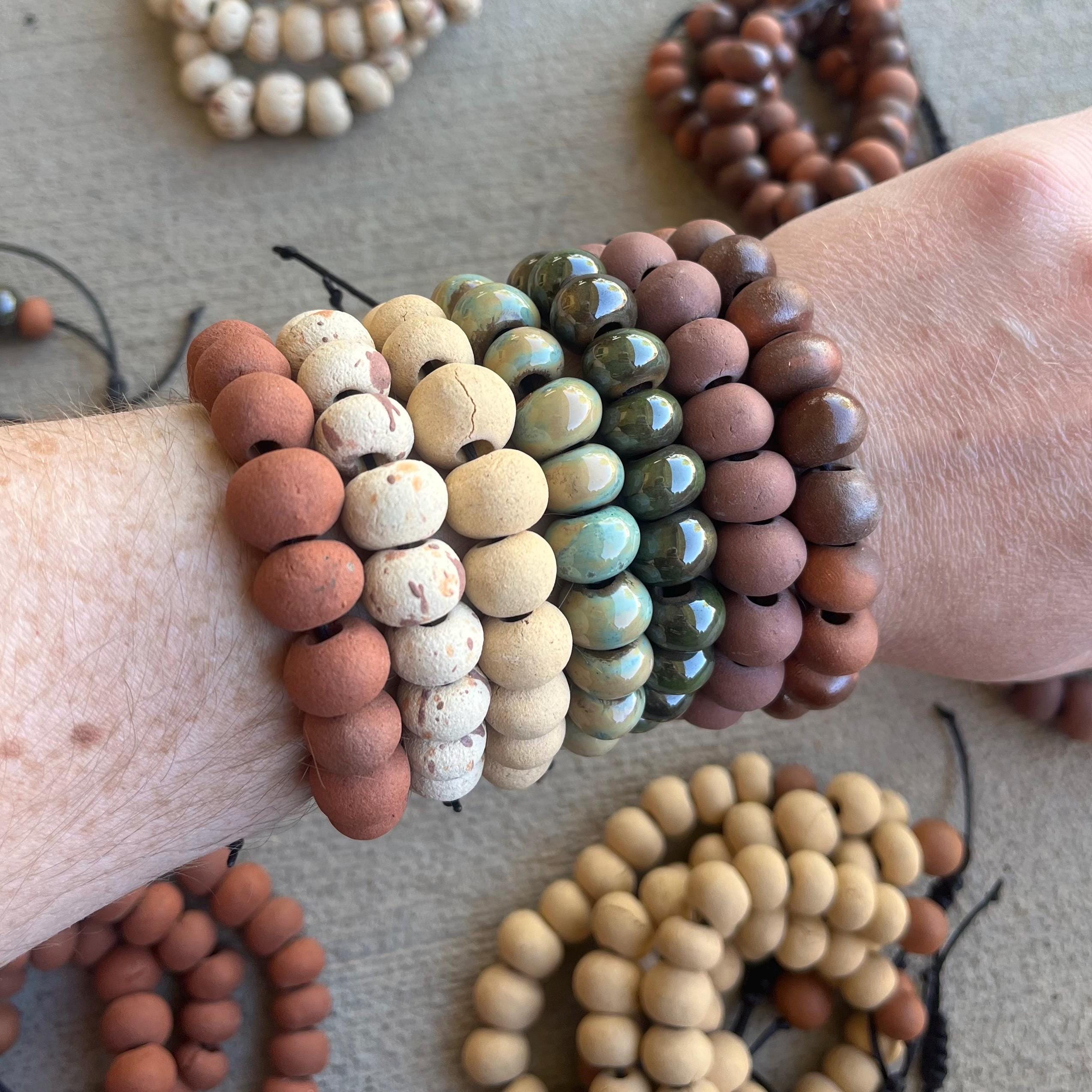 I Handmade Wild Clay Ceramic Bead Bracelets - Minimalist Boho Jewelry ...
