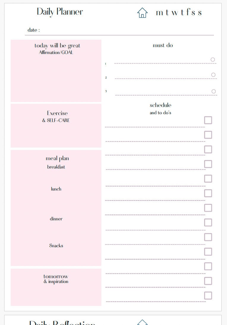 Weekly/daily Planner Printable. Full Month of Printables, Undated, 31 ...
