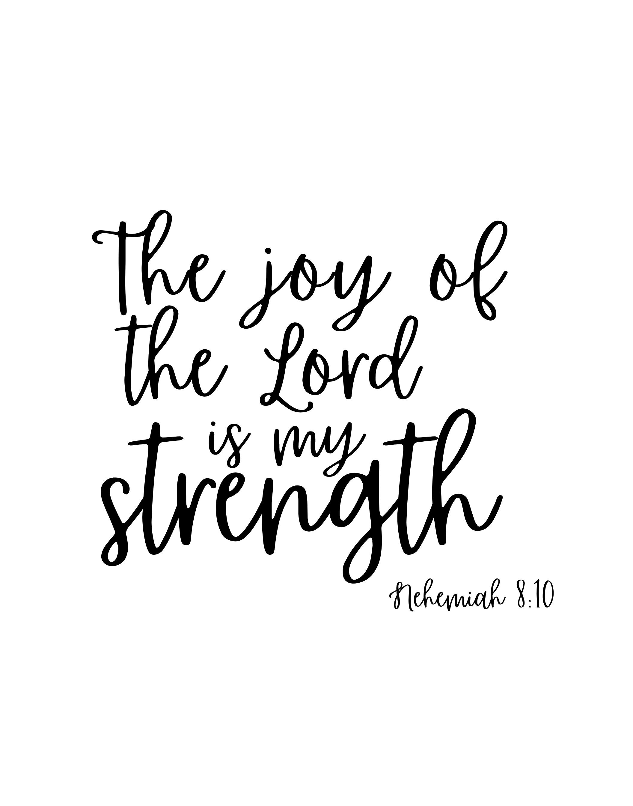 The Joy of the Lord Printable Bible Verse Black & White - Etsy