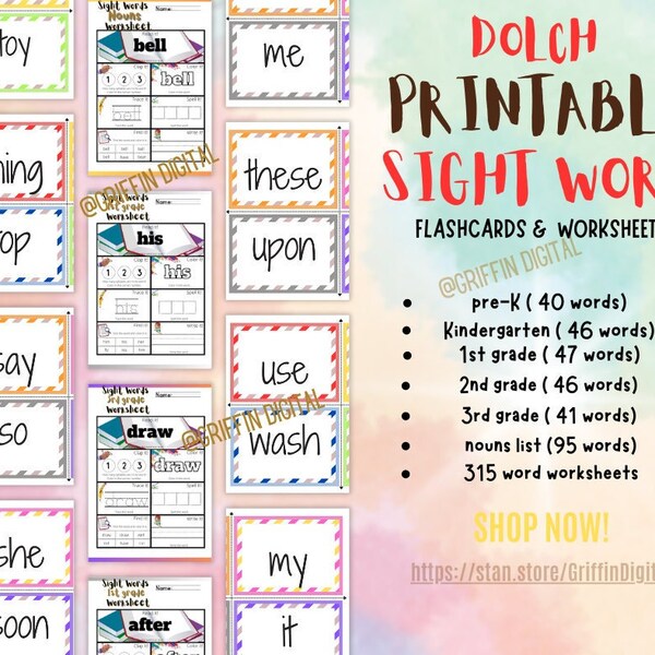 Dolch Sight Words - Etsy