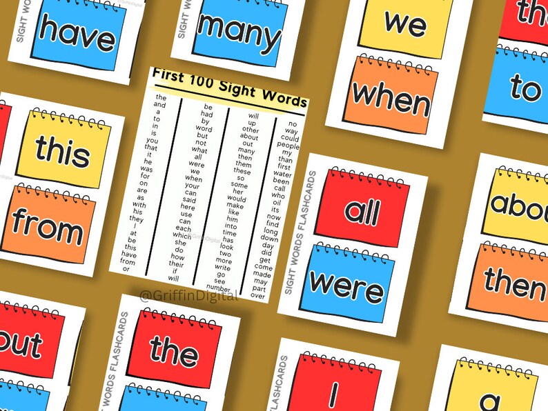 Instant Download Montessori Flash Cards Sight Words - Etsy