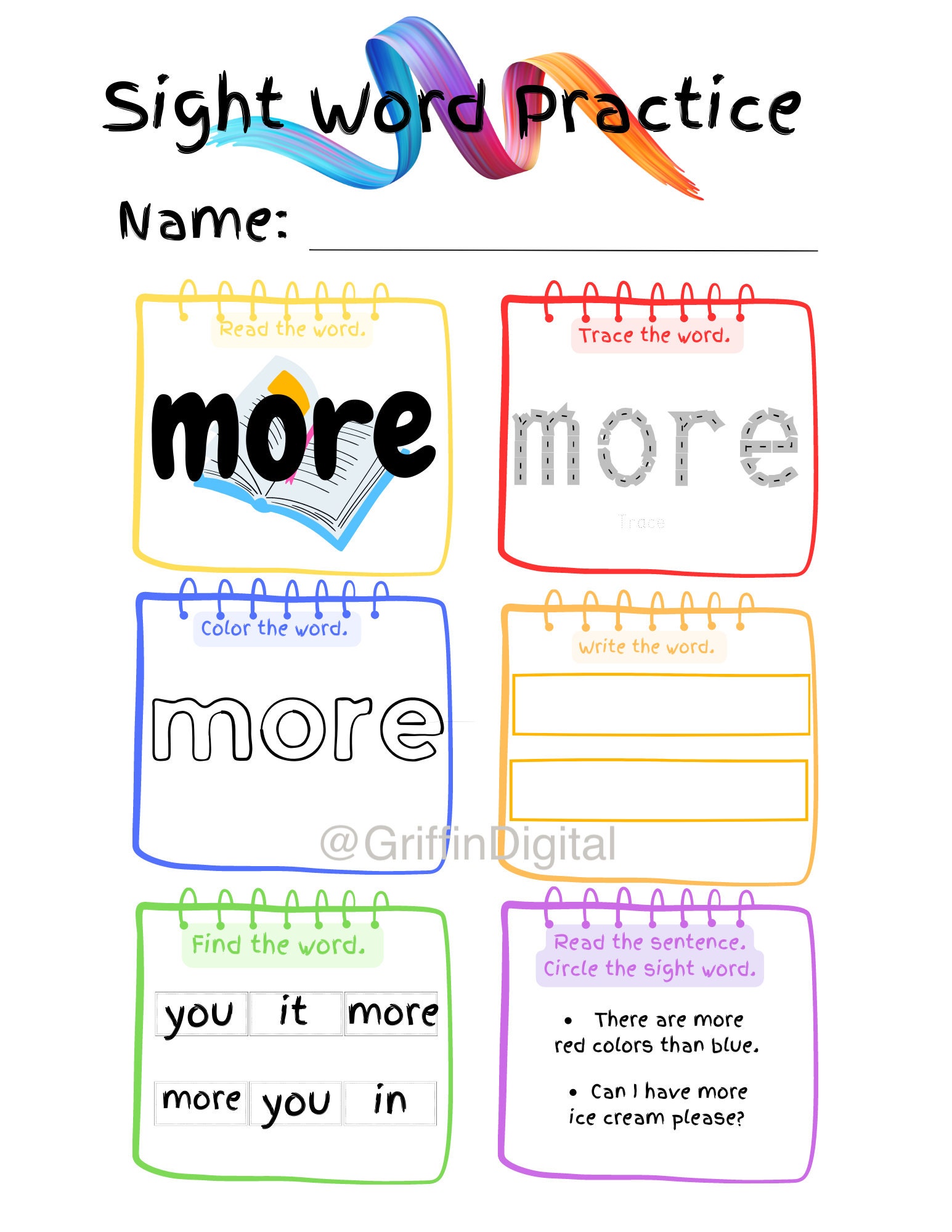 100 Printable First Hundred Sight Word Worksheets. Prek-1st Grade Sight ...