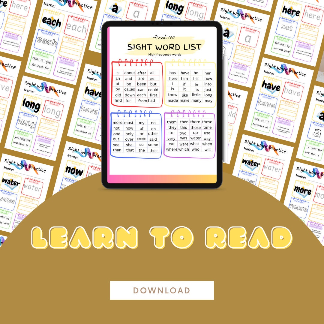 100 Printable First Hundred Sight Word Worksheets. Prek-1st Grade Sight ...