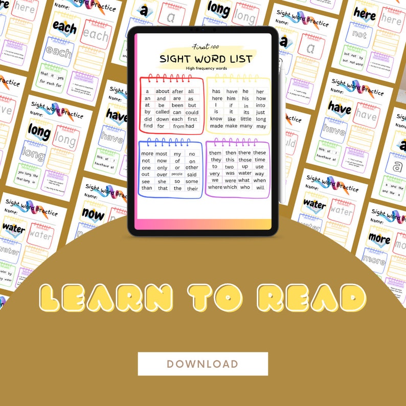 100 Printable First Hundred Sight Word Worksheets. Prek-1st Grade Sight ...