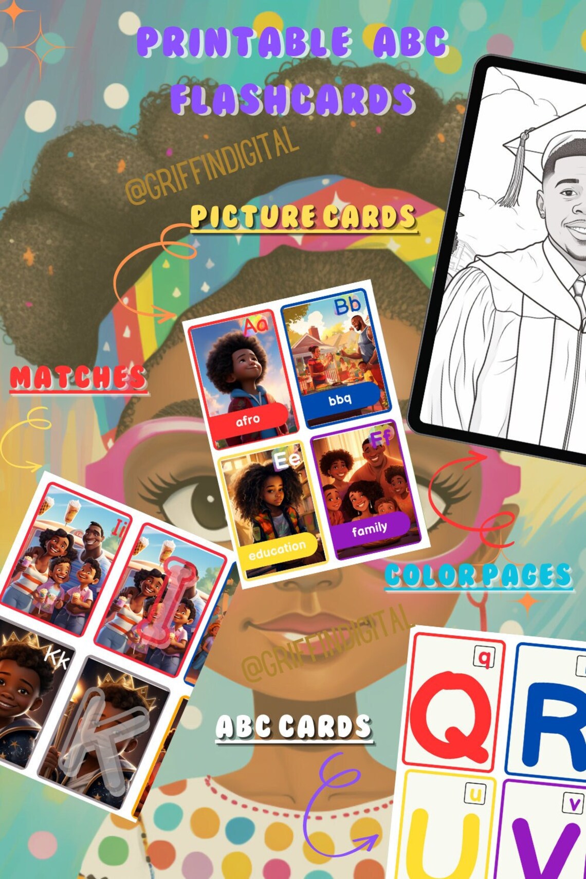 Classroom Decor Watercolor Alphabet Printable Cards for - Etsy