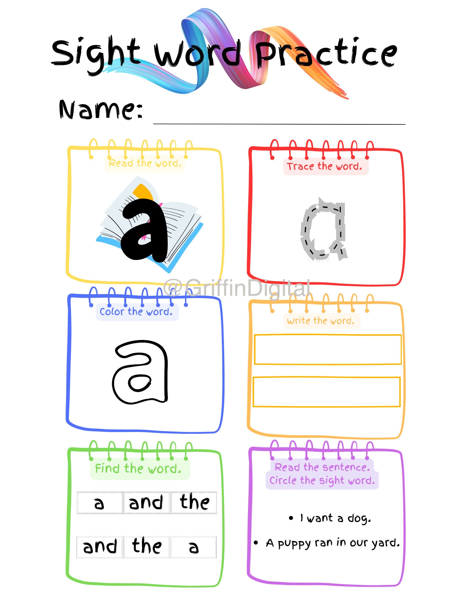 100 Printable First Hundred Sight Word Worksheets. Prek-1st Grade Sight ...