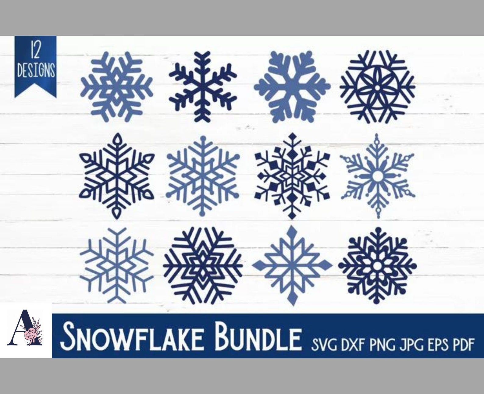 Snowflake Bundle 12 Designs Cricut SVG JPG PNG Digital Download Winter ...