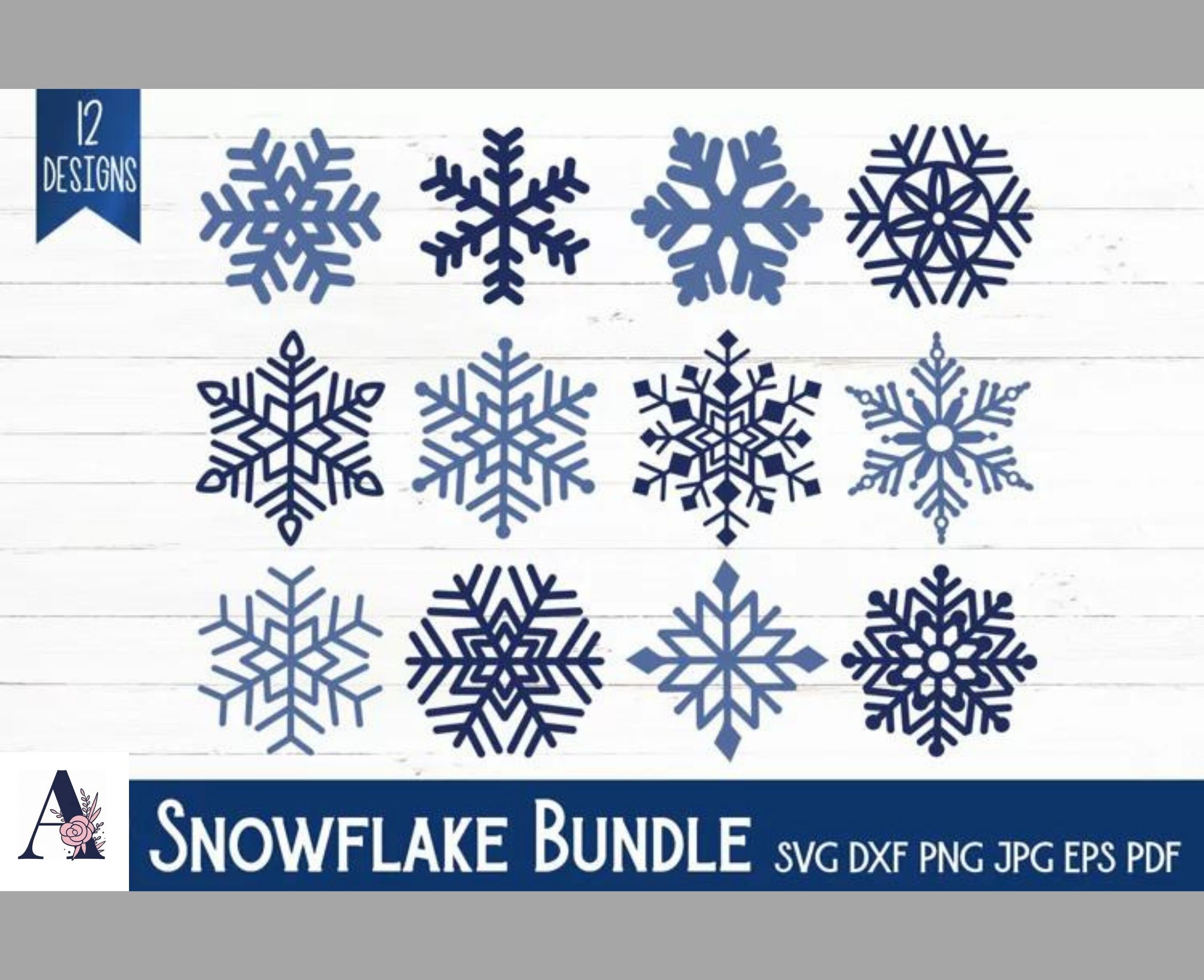 Snowflake Bundle 12 Designs Cricut SVG JPG PNG Digital Download Winter ...
