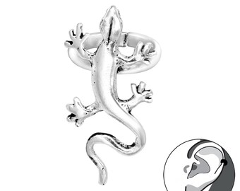 Silver Lizard Ear Cuff Lizard Body Wrap Around Ear sw .925 - Etsy