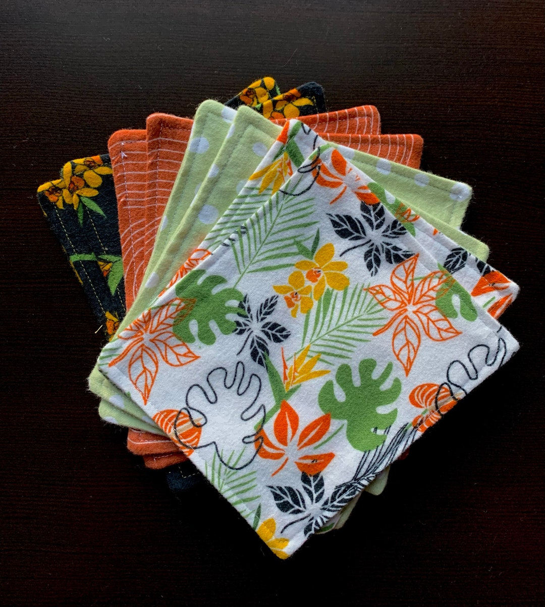 One Dozen Reusable Cloth Wipes/napkins, 100% Cotton, Cute Patterns ...
