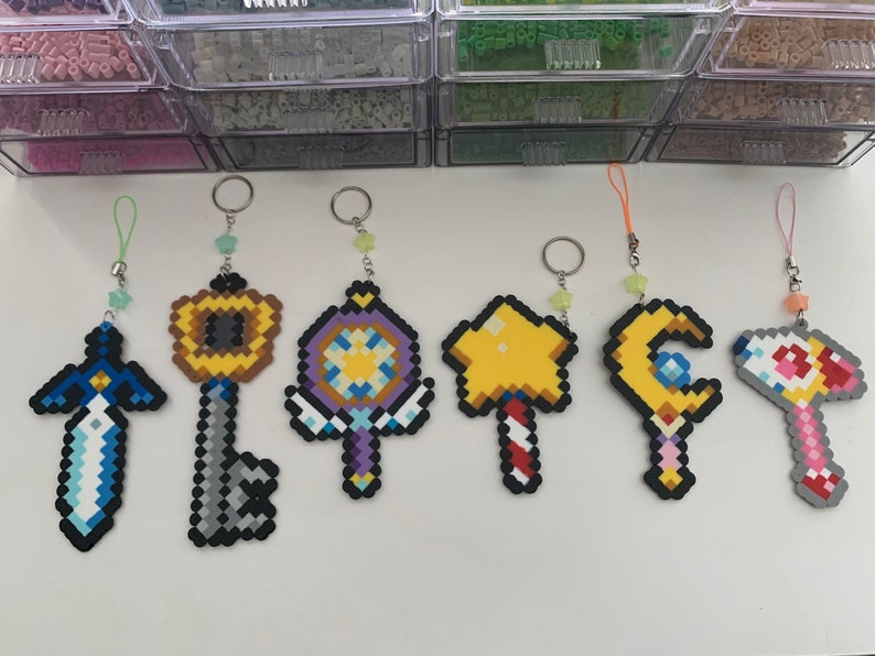 Magical Weapons Perler Beads Keychains and Phone Charms - Etsy