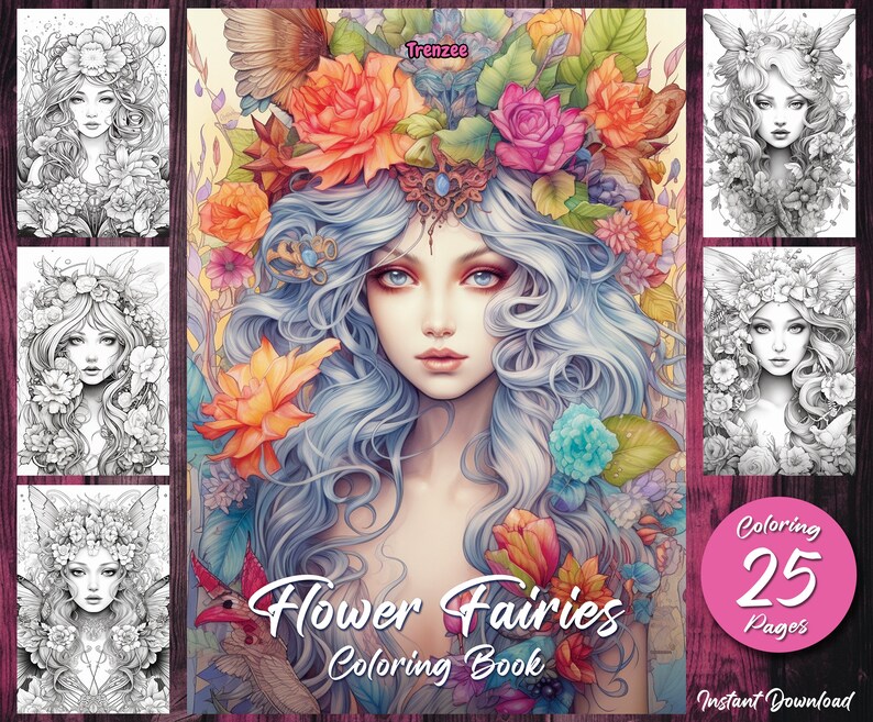 25 Flower Fairies Coloring Book, Adults and Kids- Instant Download ...