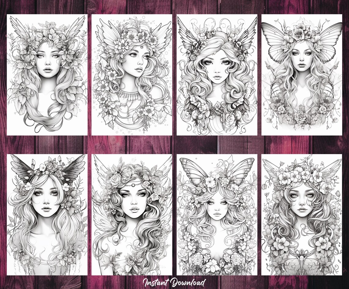 25 Flower Fairies Coloring Book, Adults and Kids- Instant Download ...