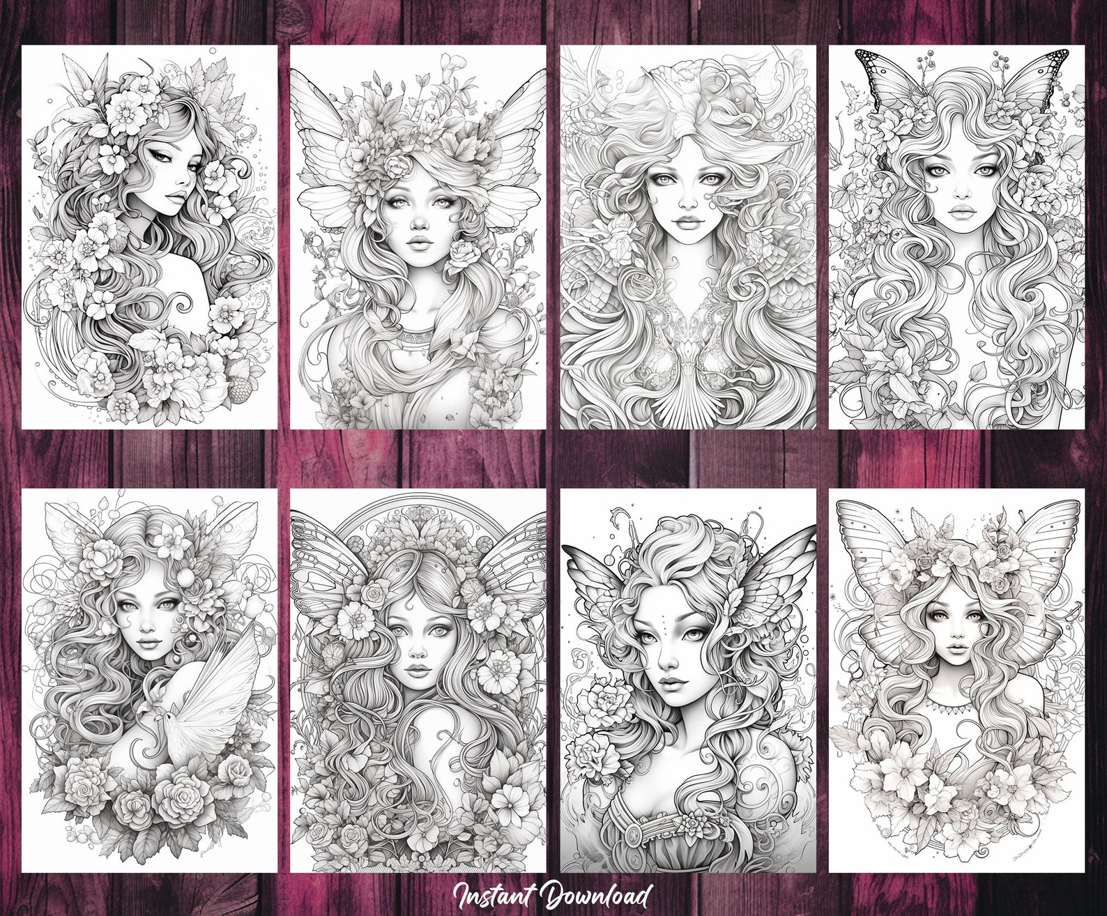 25 Flower Fairies Coloring Book, Adults and Kids- Instant Download ...