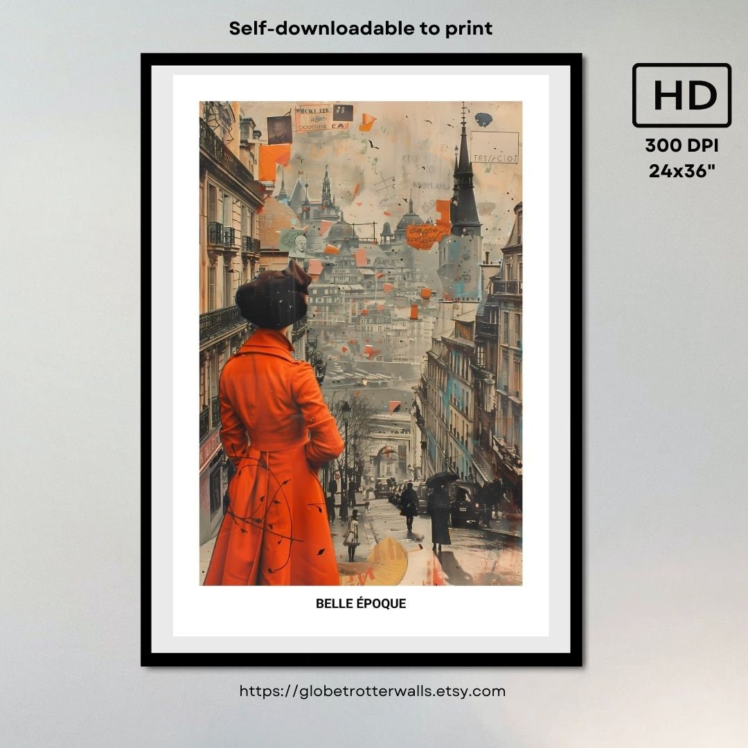 Belle Époque Parisian Street Scene Collage, Vintage Style Poster, 24x36 ...