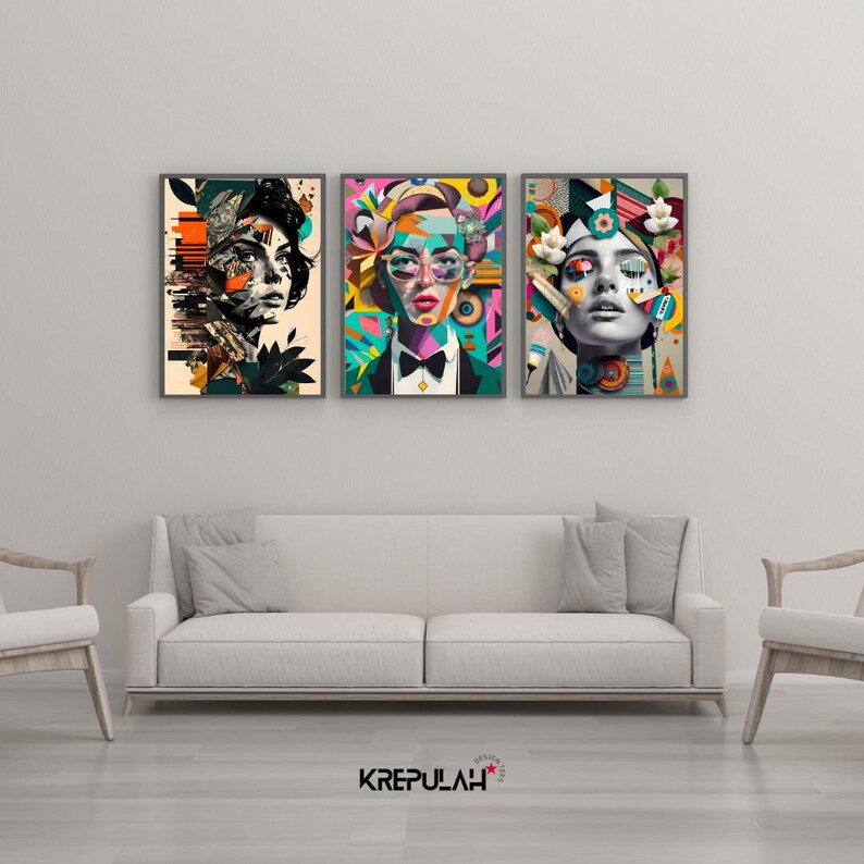 Tezza Collage Kit Wall Art: Transform Your Space With 4 Unique Artistic ...