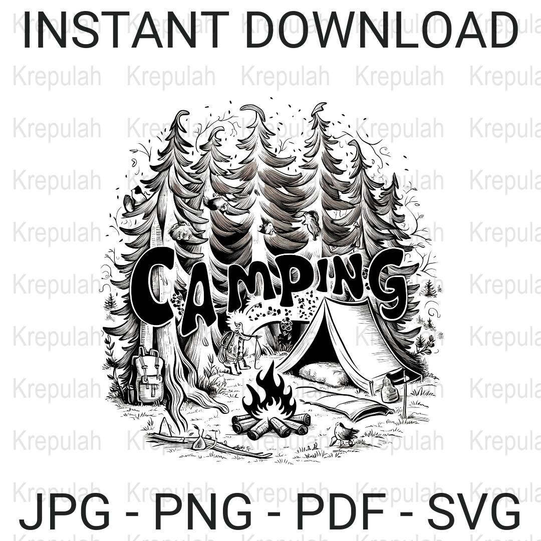Camping SVG Pack Download, Hiking and Camper Vector Files, Mountain ...