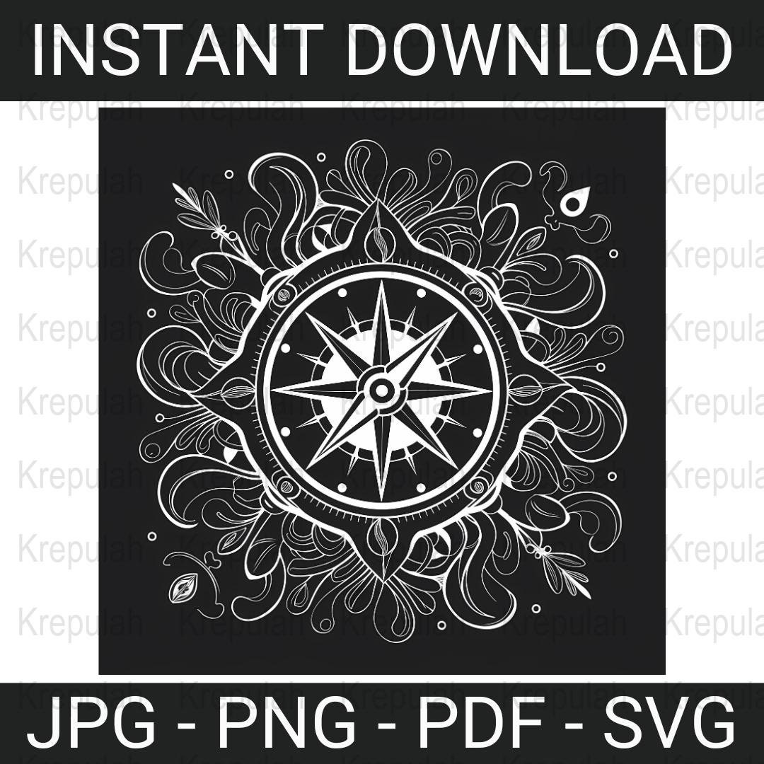 Nautical Compass SVG Bundle, 4 Vintage Compass Designs, Cricut and ...